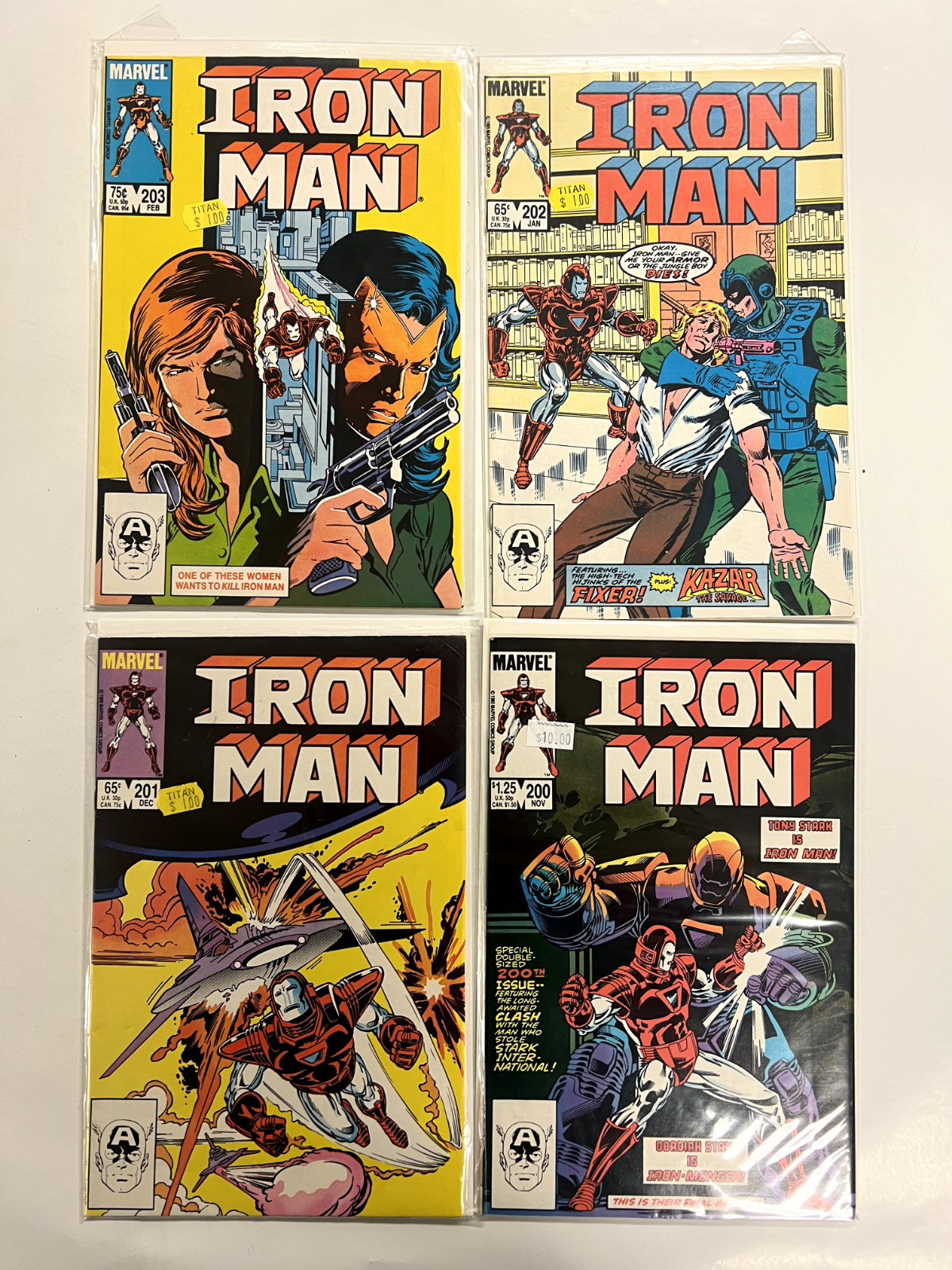 4 Iron-Man Marvel Comics #200 201 202 203 Defedners X-Men Iron-Man 76 ...