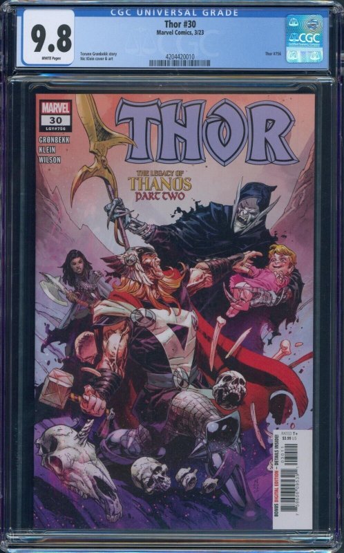 Thor #30 CGC 9.8 Nic Klein Cover A Legacy of Thanos Part 2 Marvel 2023 ...