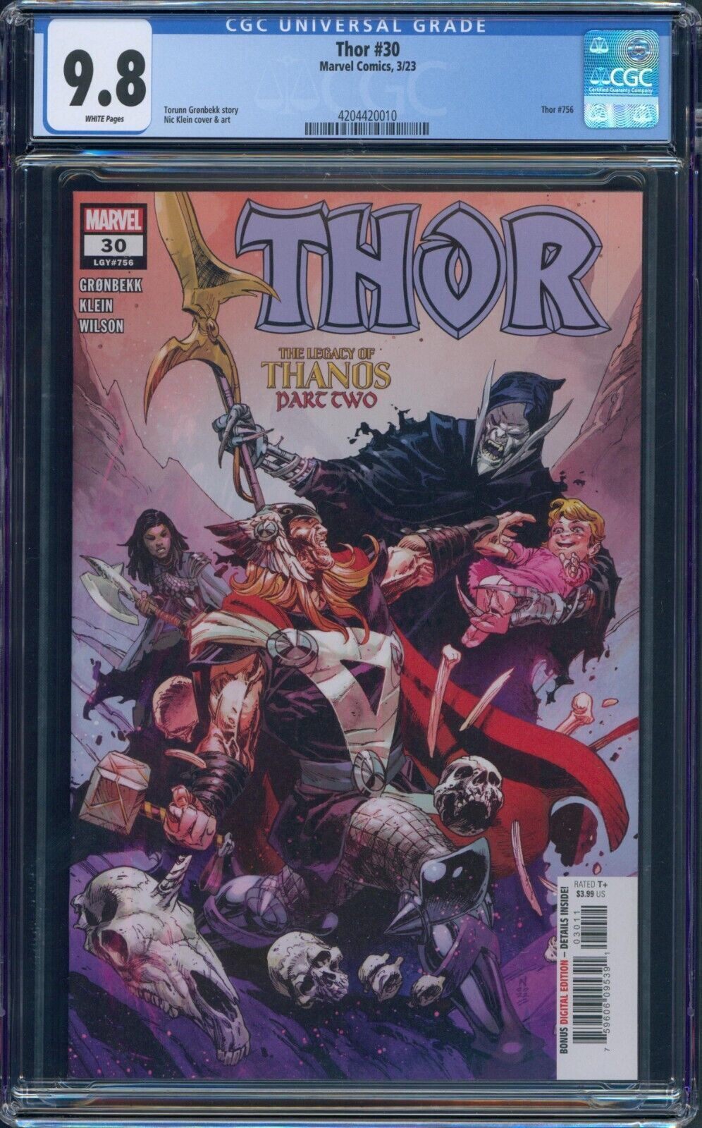 Thor #30 CGC 9.8 Nic Klein Cover A Legacy of Thanos Part 2 Marvel 2023 ...