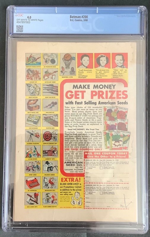 Batman #200 (1968, DC) CGC Graded 4.0 (VG) | Comic Books - Silver Age ...