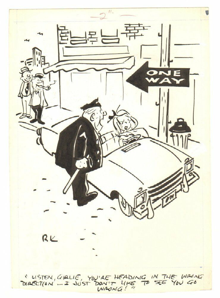 Woman Drivers Police Humorama Gag - 1961 Signed art by Reamer Keller ...