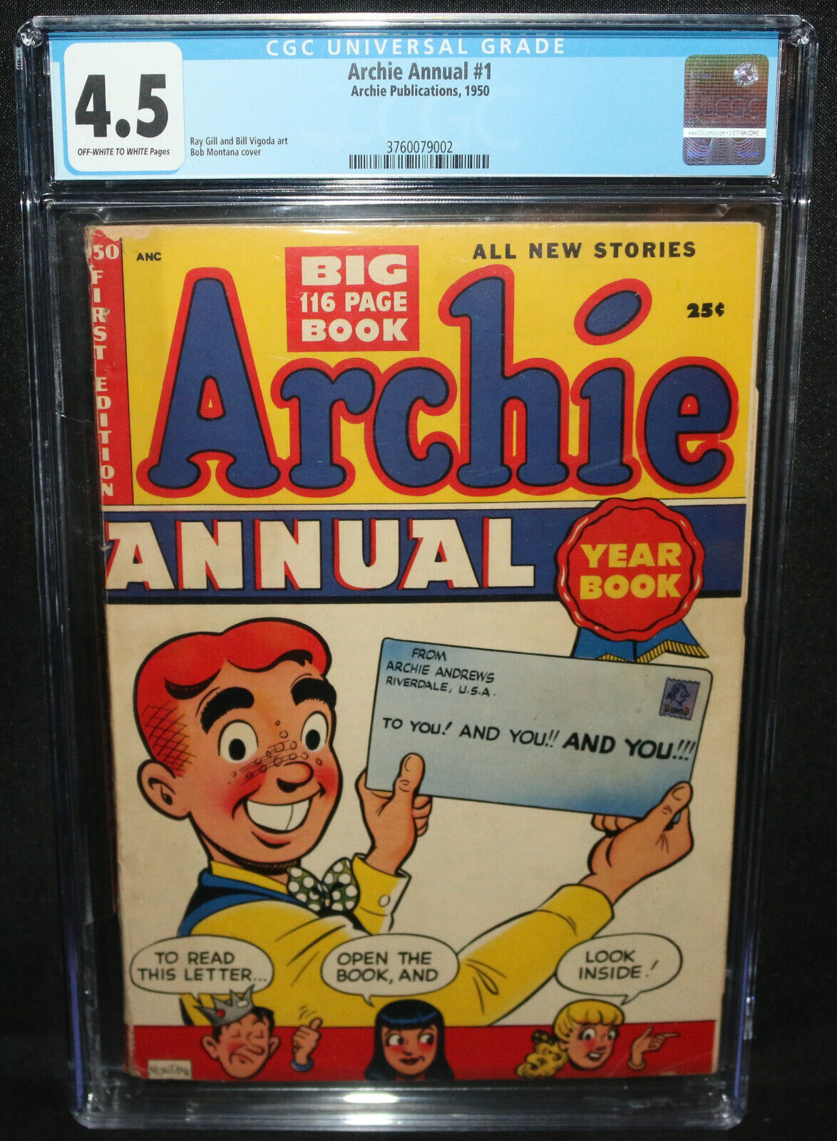 Archie Annual #1 - Bob Montana Letter Year Book Cover - CGC Grade 4.5 ...