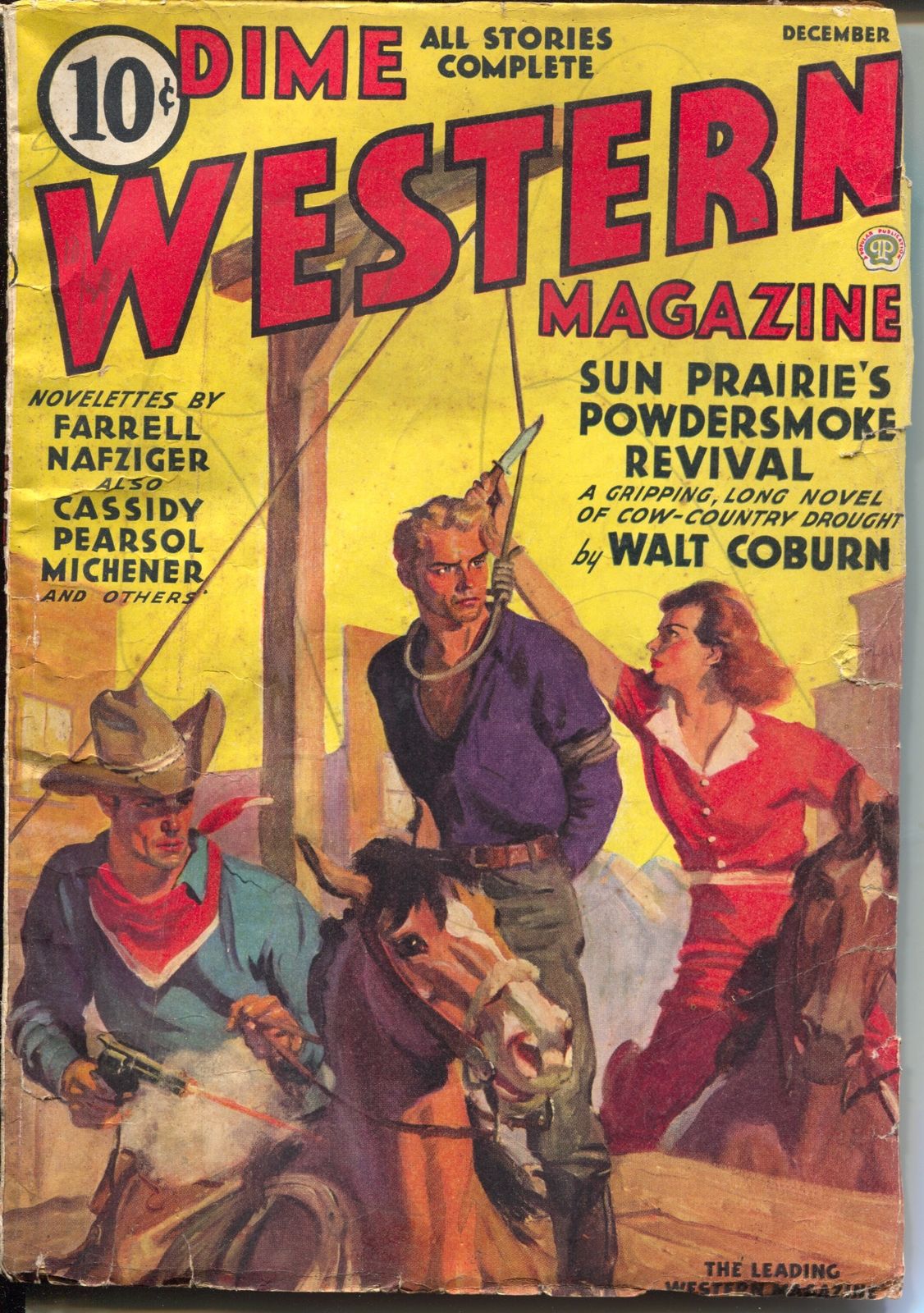 Dime Western 12/1937-Popular-hanging cover-western pulp thrills-VG+ ...
