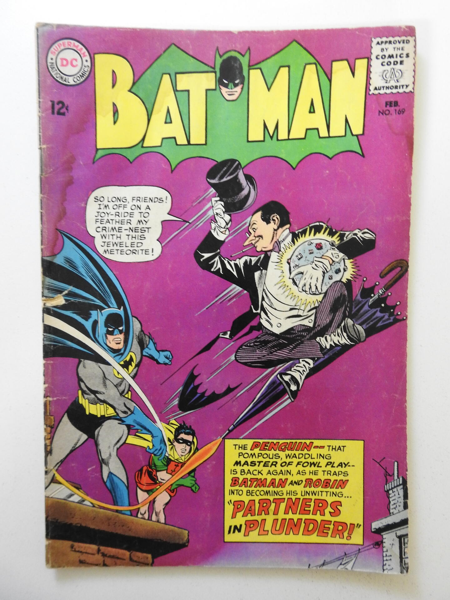 Batman #169 (1965) GD Moisture damage, 2 centerfold wraps detached ...