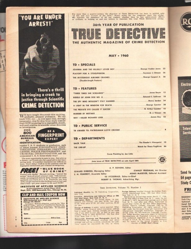 True Detective 5/1960-Joe Little Good Girl art cover-Leopold & Loeb ...