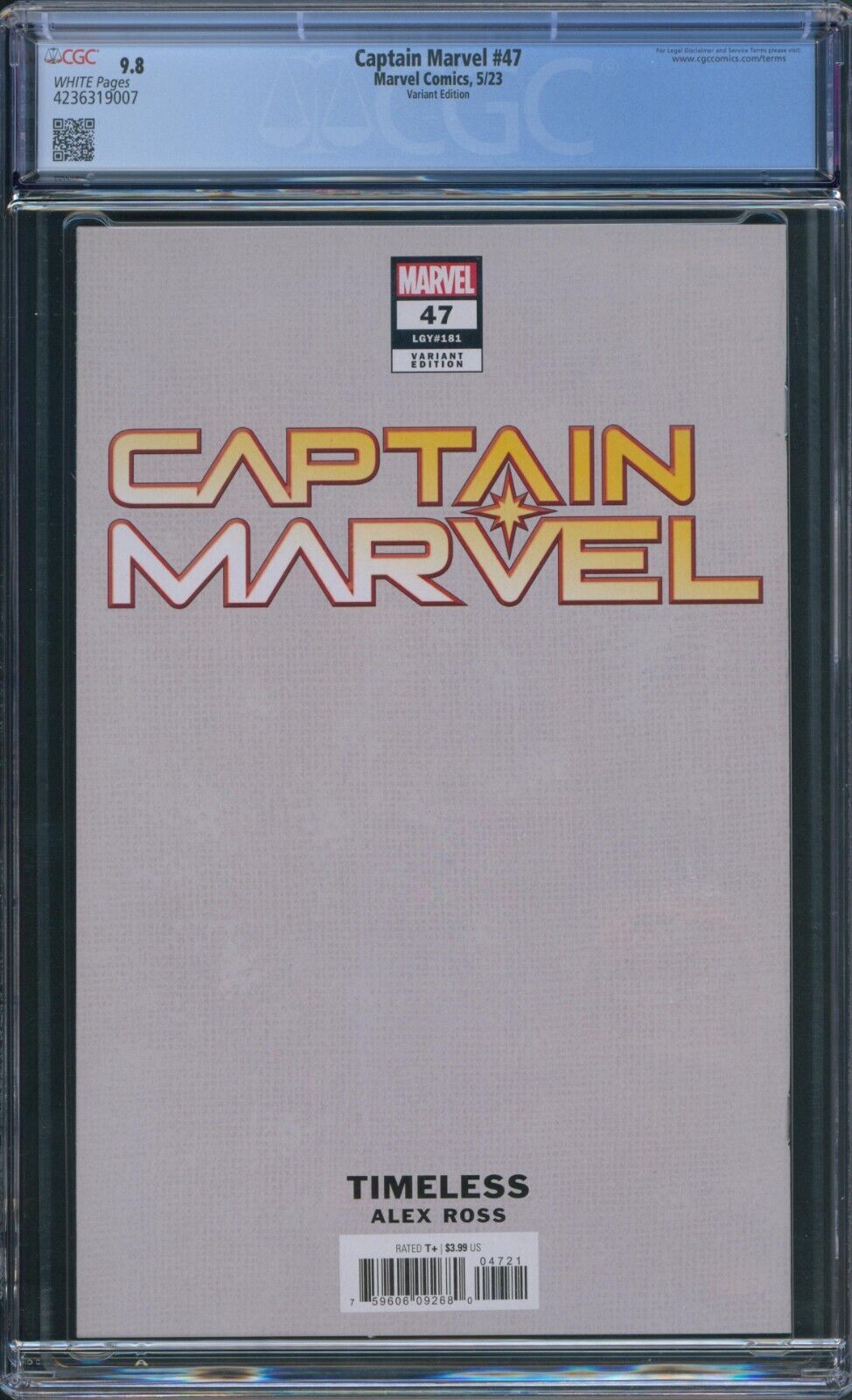 Captain Marvel #47 CGC 9.8 Alex Ross Timeless Juggernaut Virgin Variant ...