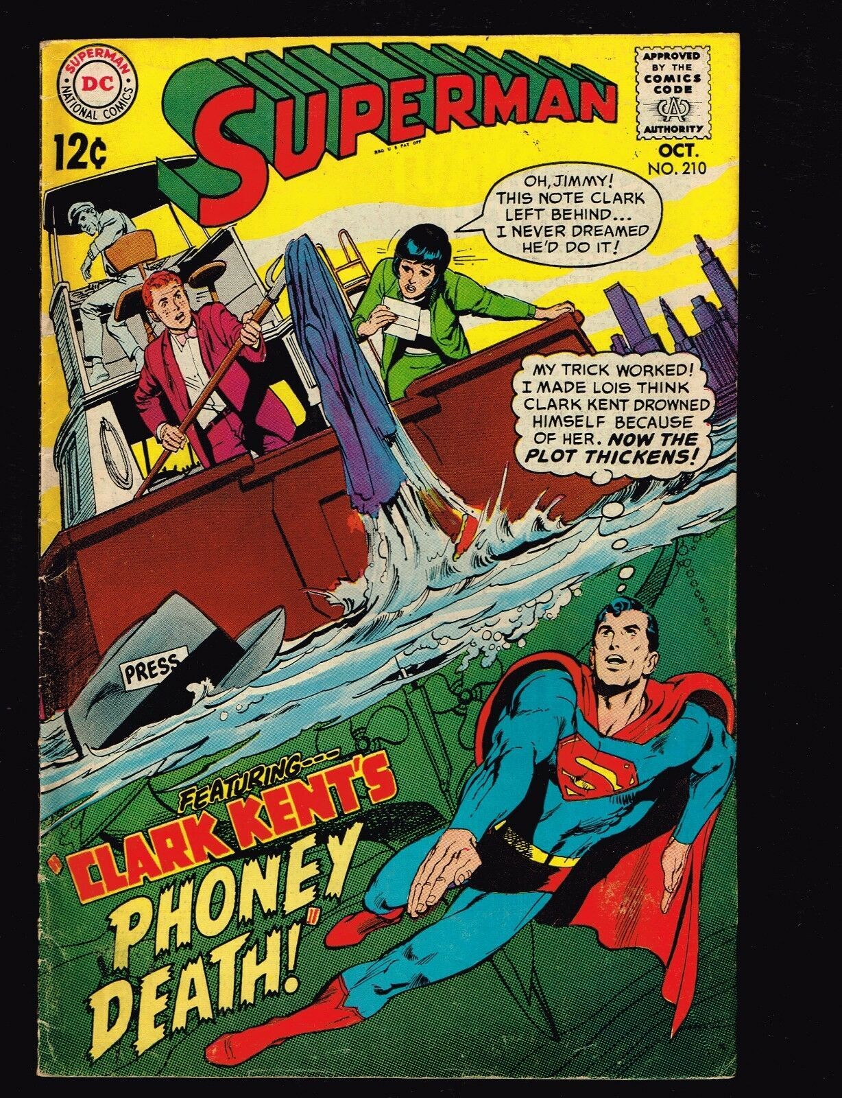 Superman #210 ~ "Clark Kent's Last Rites" ~ (6.0) 1968 WH | Comic Books ...