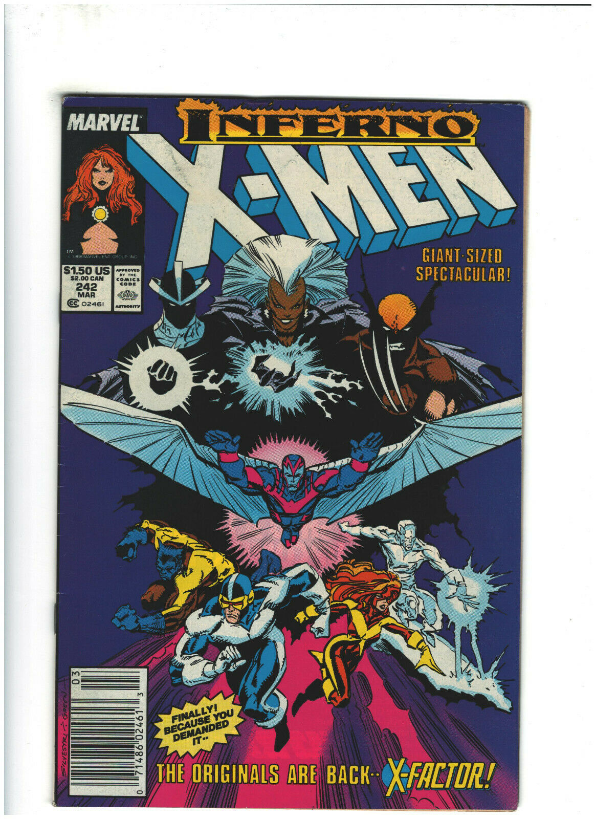 Uncanny X-Men #242 FN/VF 7.0 Newsstand Marvel Inferno, Mr Sinister ...