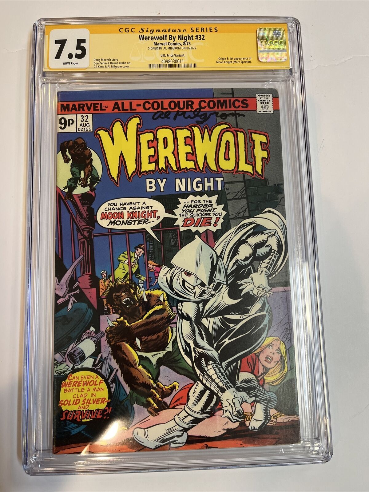 Werewolf By Night (1975) # 32 (CGC 7.5 SS) 1st App | Signed Al Milgrom ...