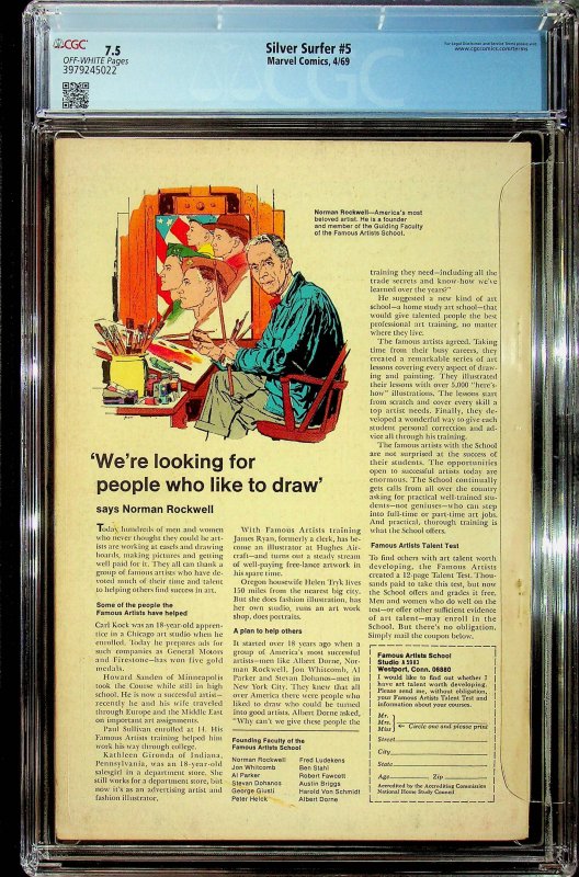 The Silver Surfer #5 (1969) - CGC 7.5 - Cert #3979245022 | Comic Books ...