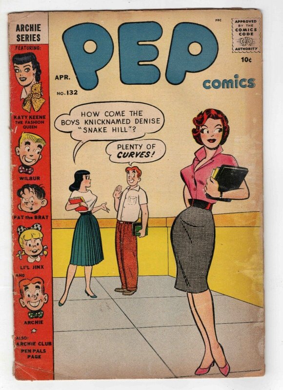 Pep Comics #132 VINTAGE 1959 Archie Comics GGA Headlights Denise Katy ...