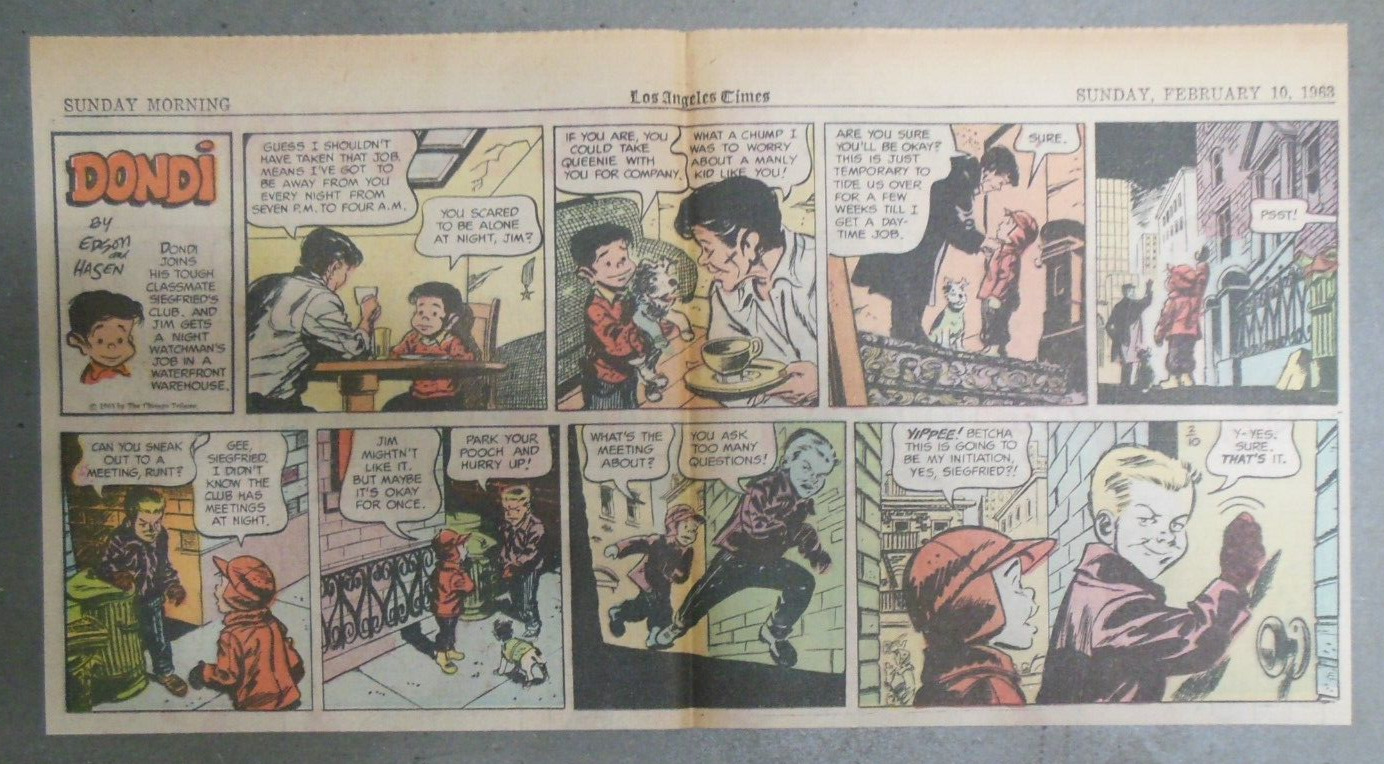 (28) Dondi Sunday Pages by Irwin Hasen from 1963 Size: 7.5 x 15 inches ...