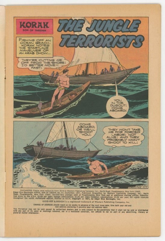 Korak Son of Tarzan 43 VGFN 5.0 Bronze Age Gold Key 1971 George Wilson ...