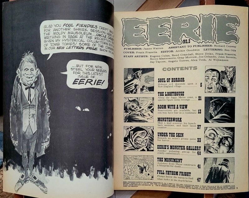 EERIE #3 VF- (Warren 1966) Sharp! FRANK FRAZETTA Cover + Art From Ditko ...