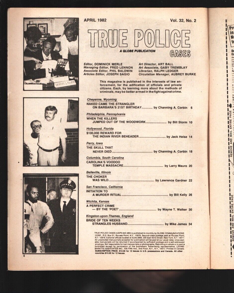 True Police Cases 4/1982-Globe-Carolina's Voodoo Temple Massacre-Naked ...