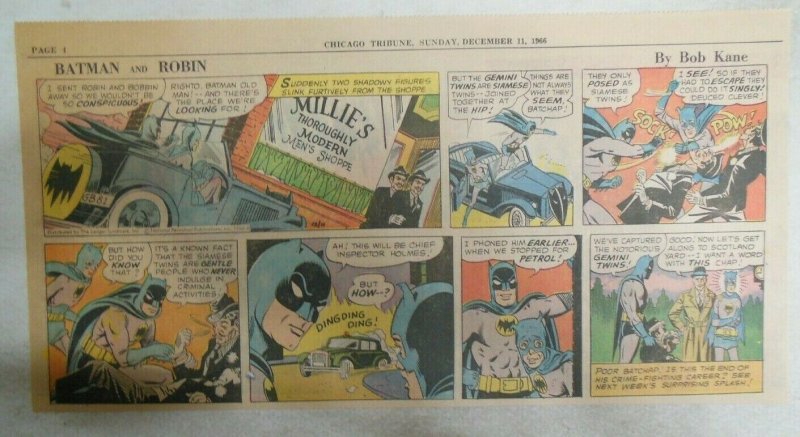 Batman Sunday by Bob Kane from 12/11/1966 Size: 7.5 x 15 inches | Comic ...