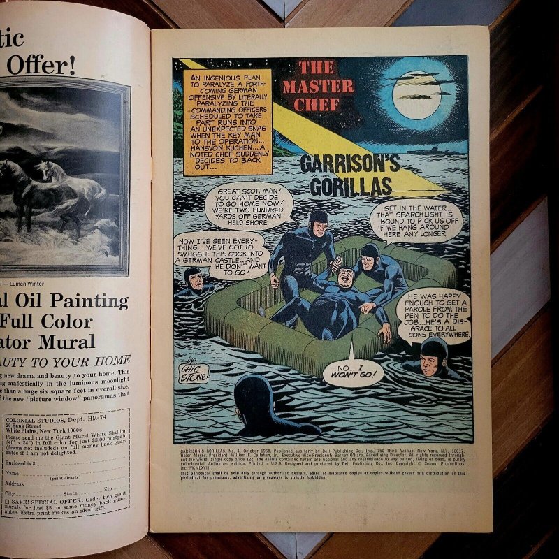 GARRISON'S GORILLAS #4 VG/FN (Dell 1968) "The Master Chef" 12 cent ...
