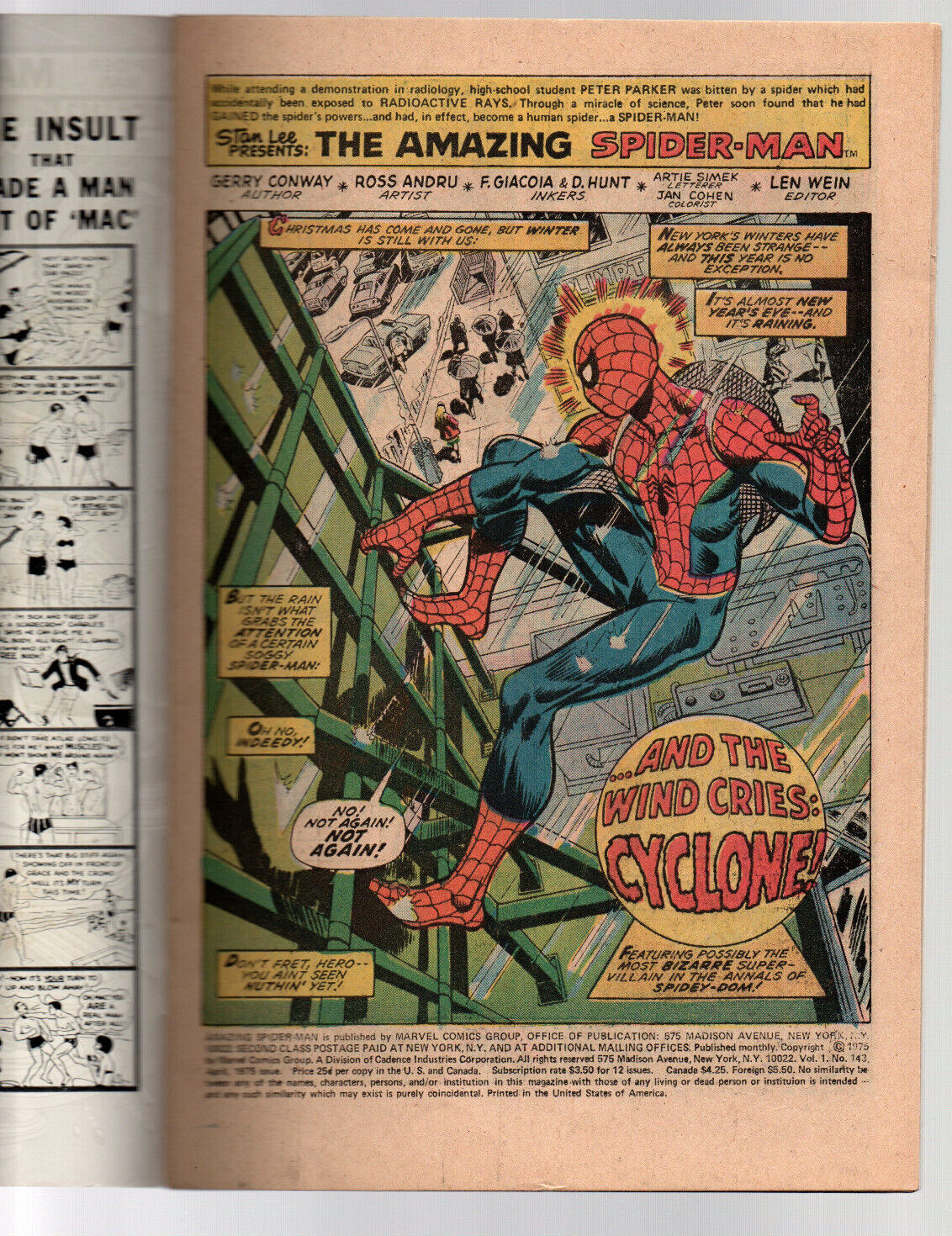 Amazing Spider-Man #143 - 1st appearance Cyclone - KEY - 1975 - VF ...