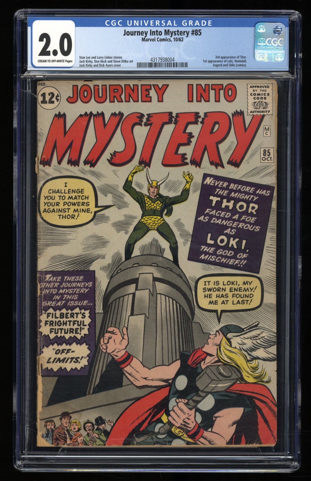 Journey Into Mystery #85 CGC GD 2.0 1st Appearance Loki/Heimdall ...