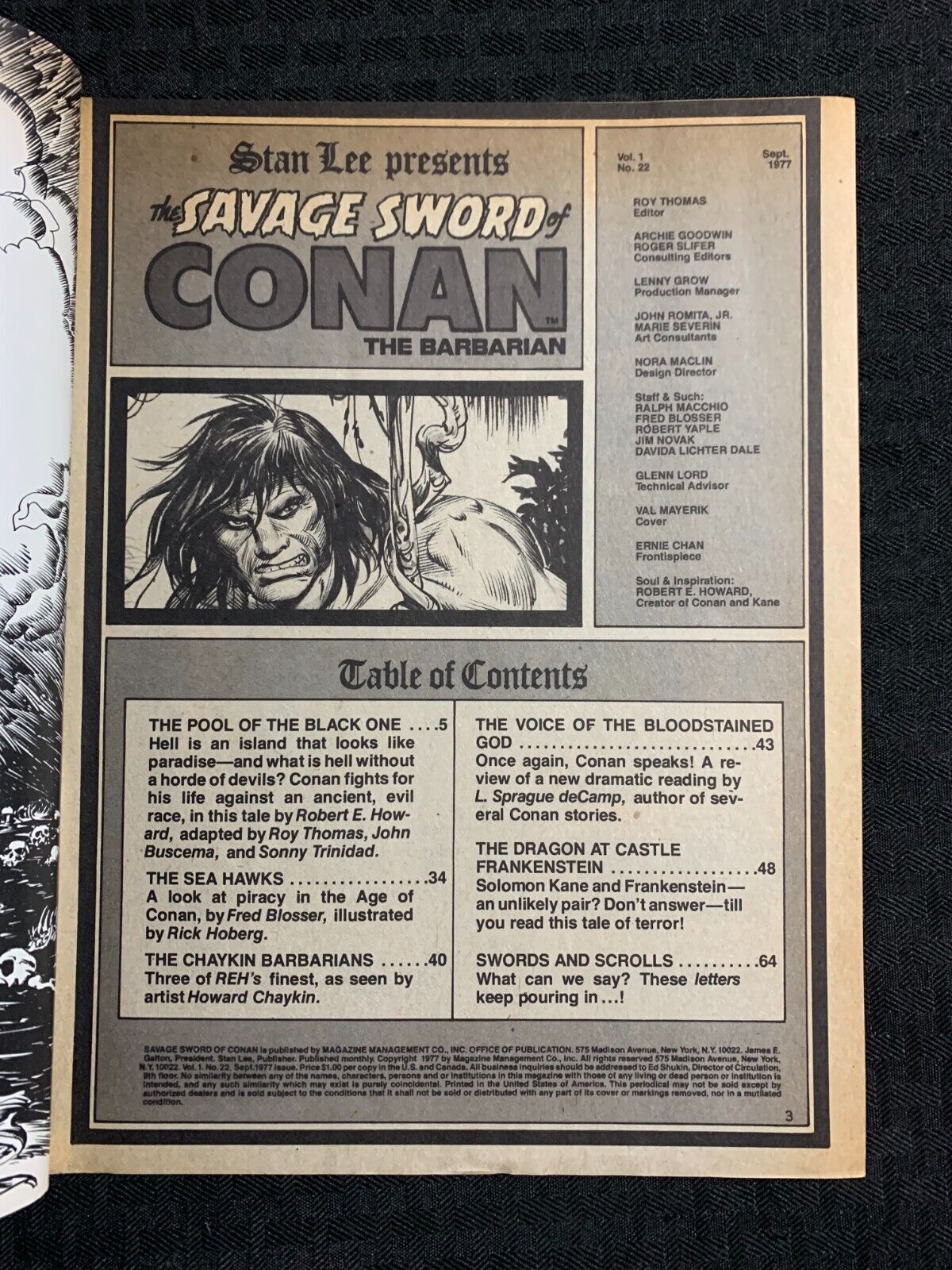 1977 SAVAGE SWORD OF CONAN Magazine #22 VG/FN 5.0 Pool of the Black One ...