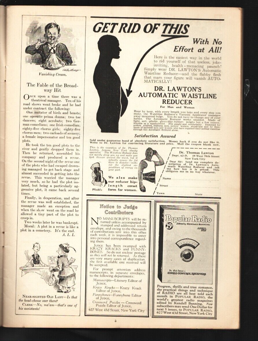 Judge 4/25/1925-famous humor comic weekly-Raymond Thayer cover art Jack ...