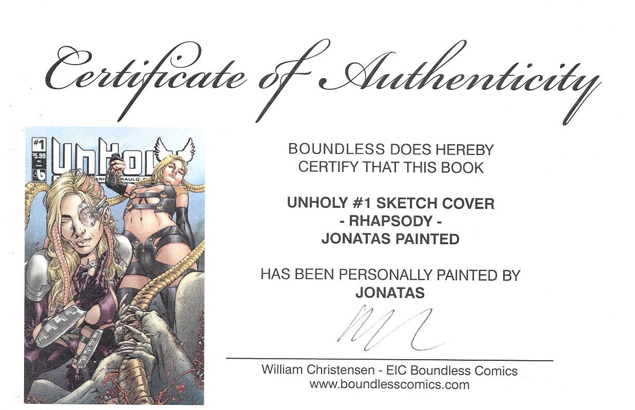 Boundless Comics Unholy #1 Sketch Cover Rhapsody Painted by Jonatas ...
