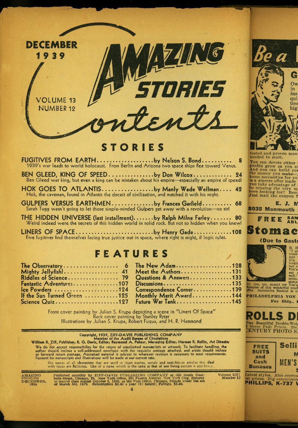 PULP: Amazing Stories Pulp Decemberr 1939- Nelson S Bond- Reading Copy ...