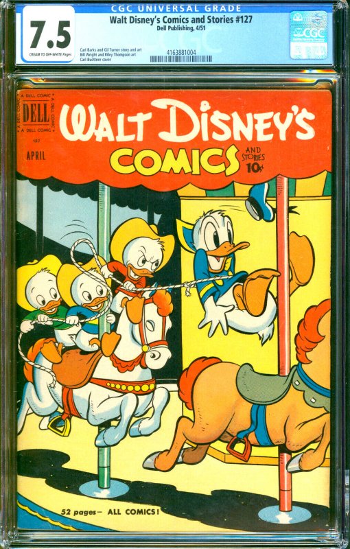Walt Disneys Comics And Stories 127 Dell 1951 Cgc 7 5 Comic Books