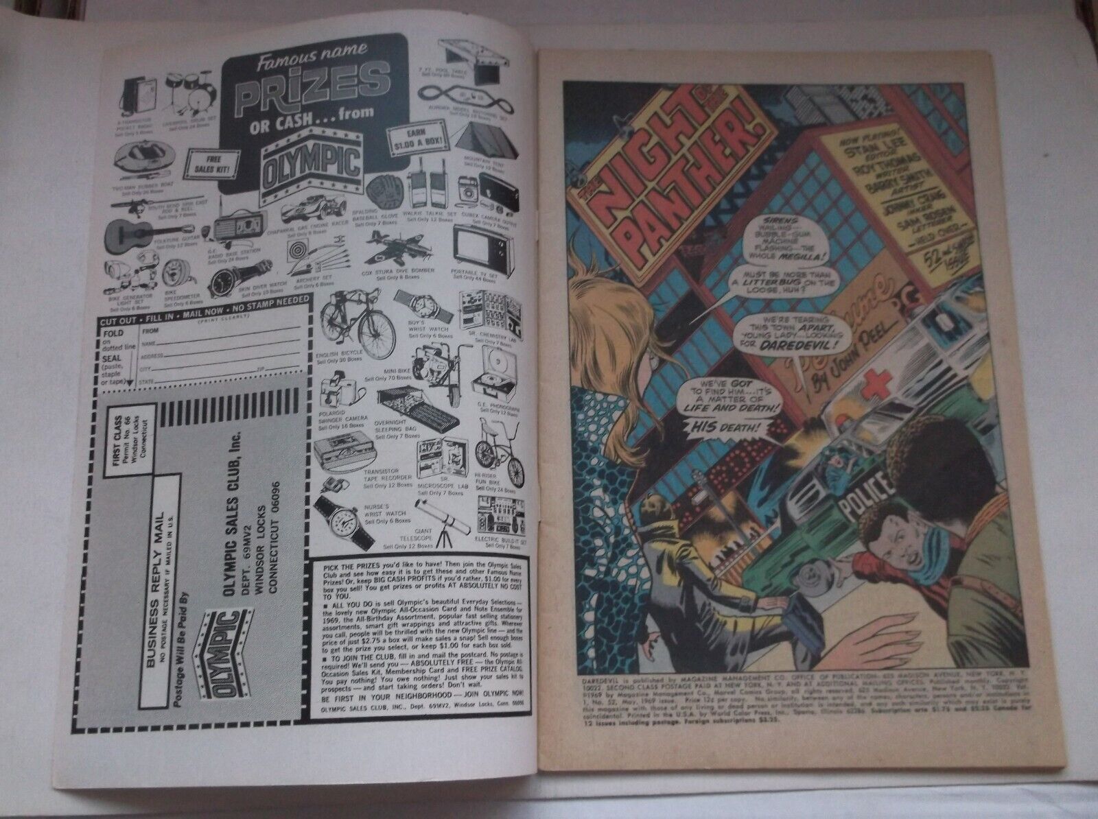 Marvel: Daredevil #52, "The Night of the Panther!", Smith's Art, 1969 ...