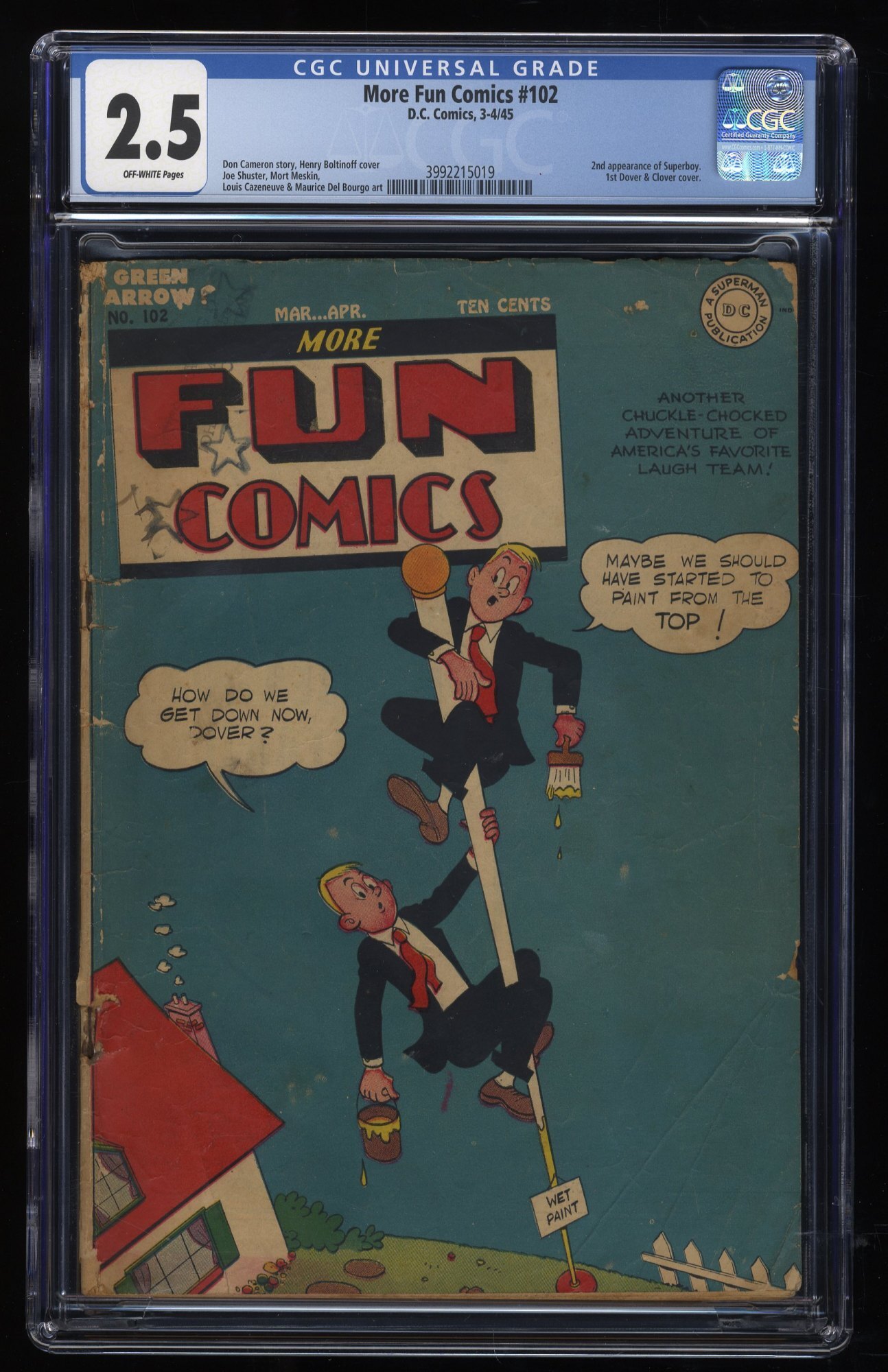 More Fun Comics #102 CGC GD+ 2.5 Off White 2nd Appearance Superboy ...
