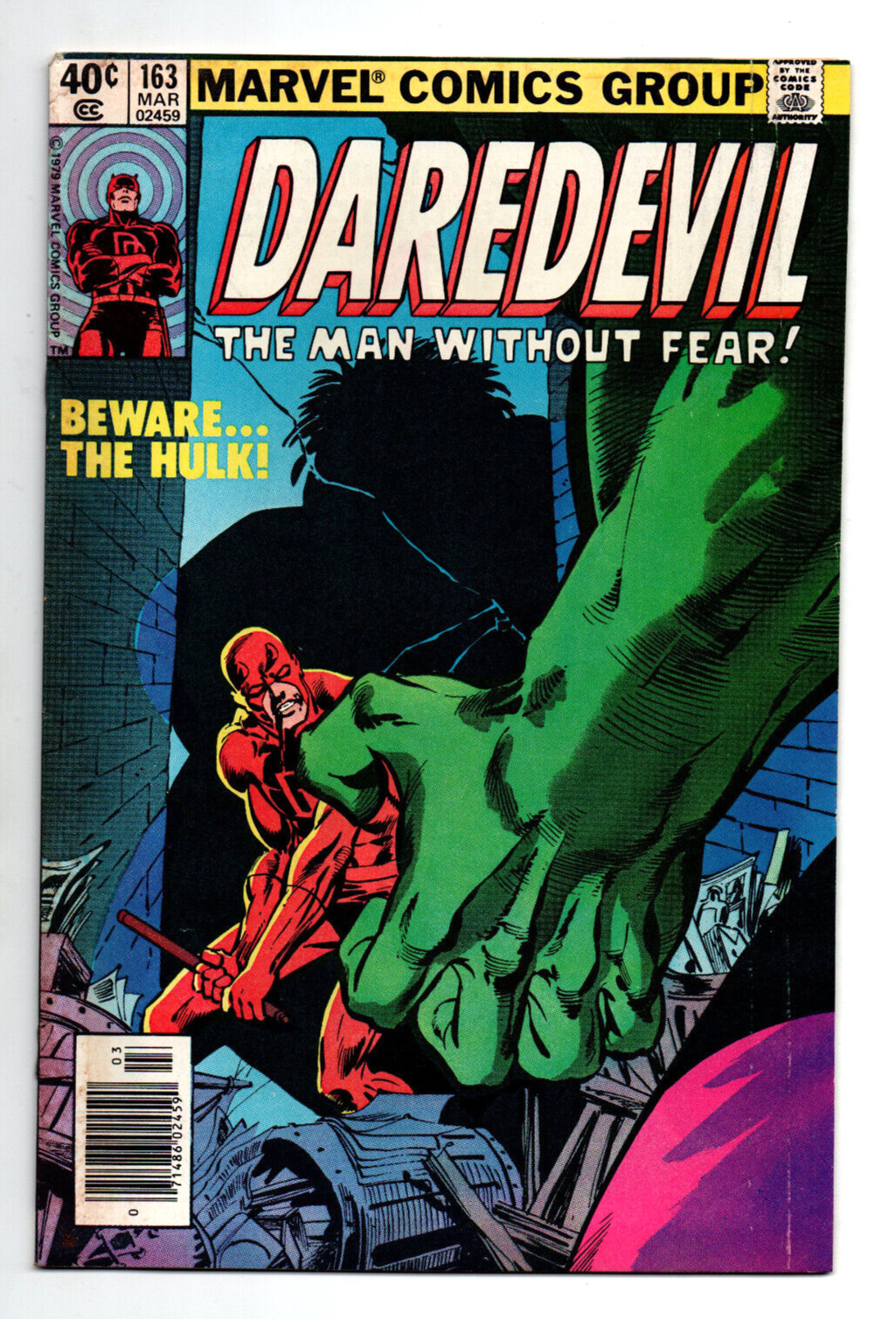 Daredevil #163 newsstand - vs Hulk - Frank Miller - 1980 - FN/VF ...