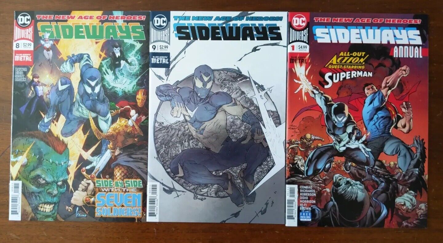 Sideways #8 9 & Annual #1 - Lot Silver Foil Cover Zatanna Mr Miracle ...
