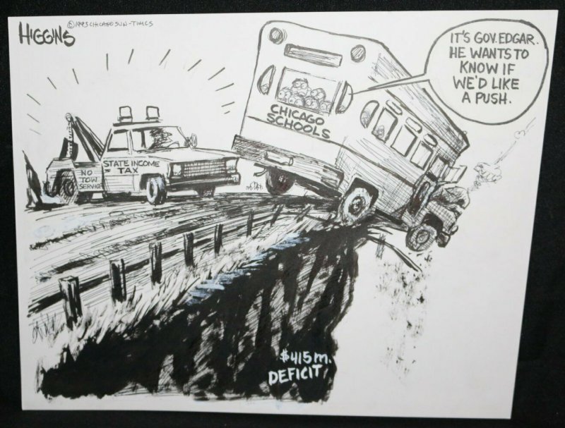 Chicago School Bus on a Cliff Chicago Sun-Times Newspaper art by Jack ...