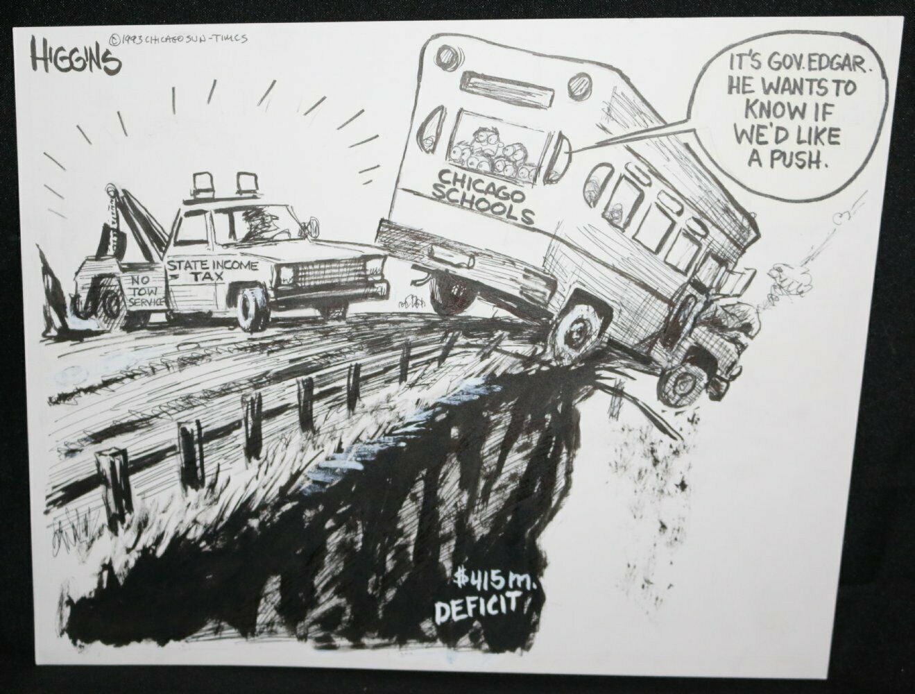 Chicago School Bus on a Cliff Chicago Sun-Times Newspaper art by Jack ...