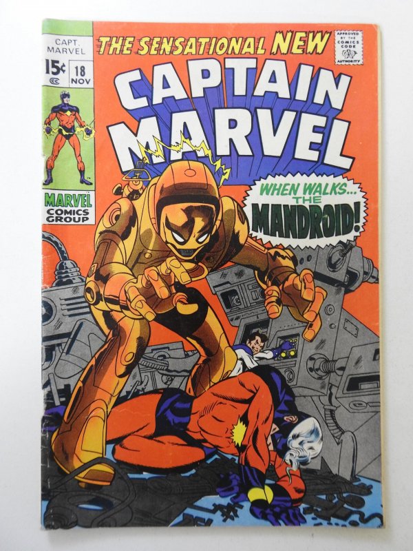 Captain Marvel #18 (1969) GD+ Condition moisture wrinkle, rust on ...