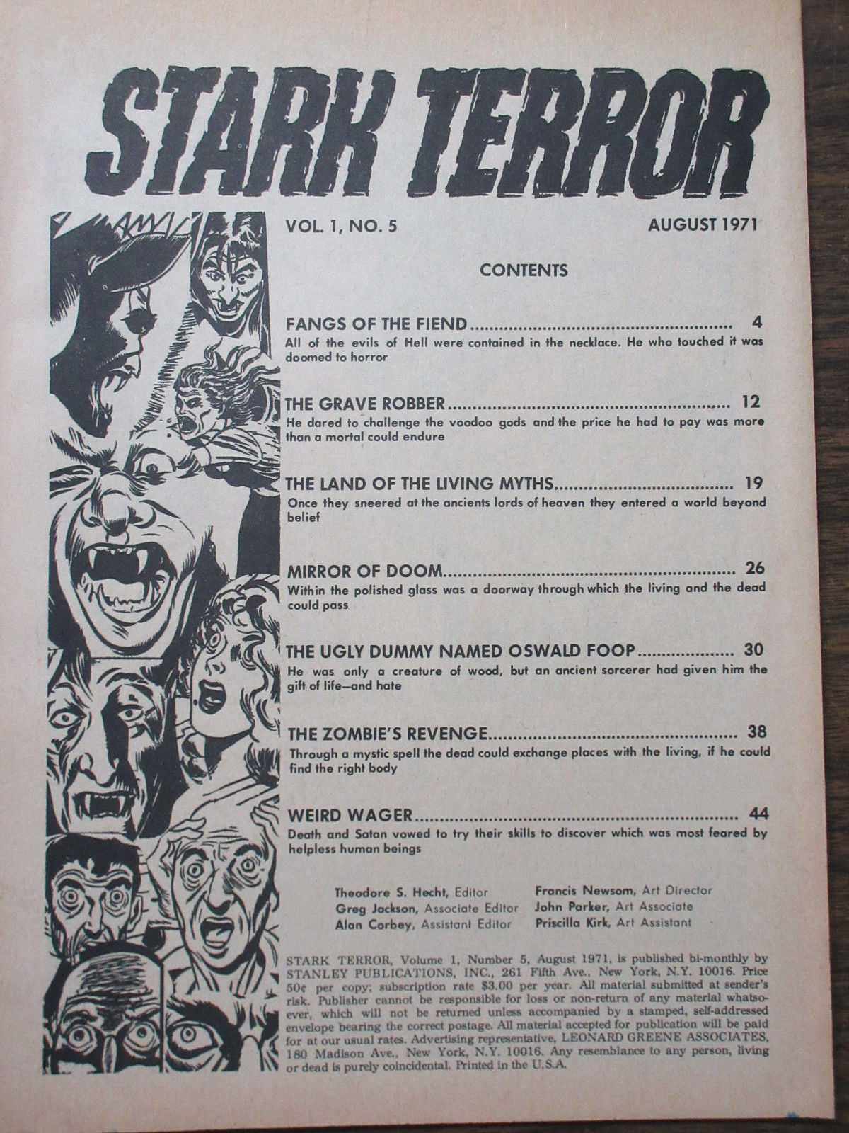 Stark Terror v1 #5 August 1971 VG Condition Horror B&W Magazine in EC ...