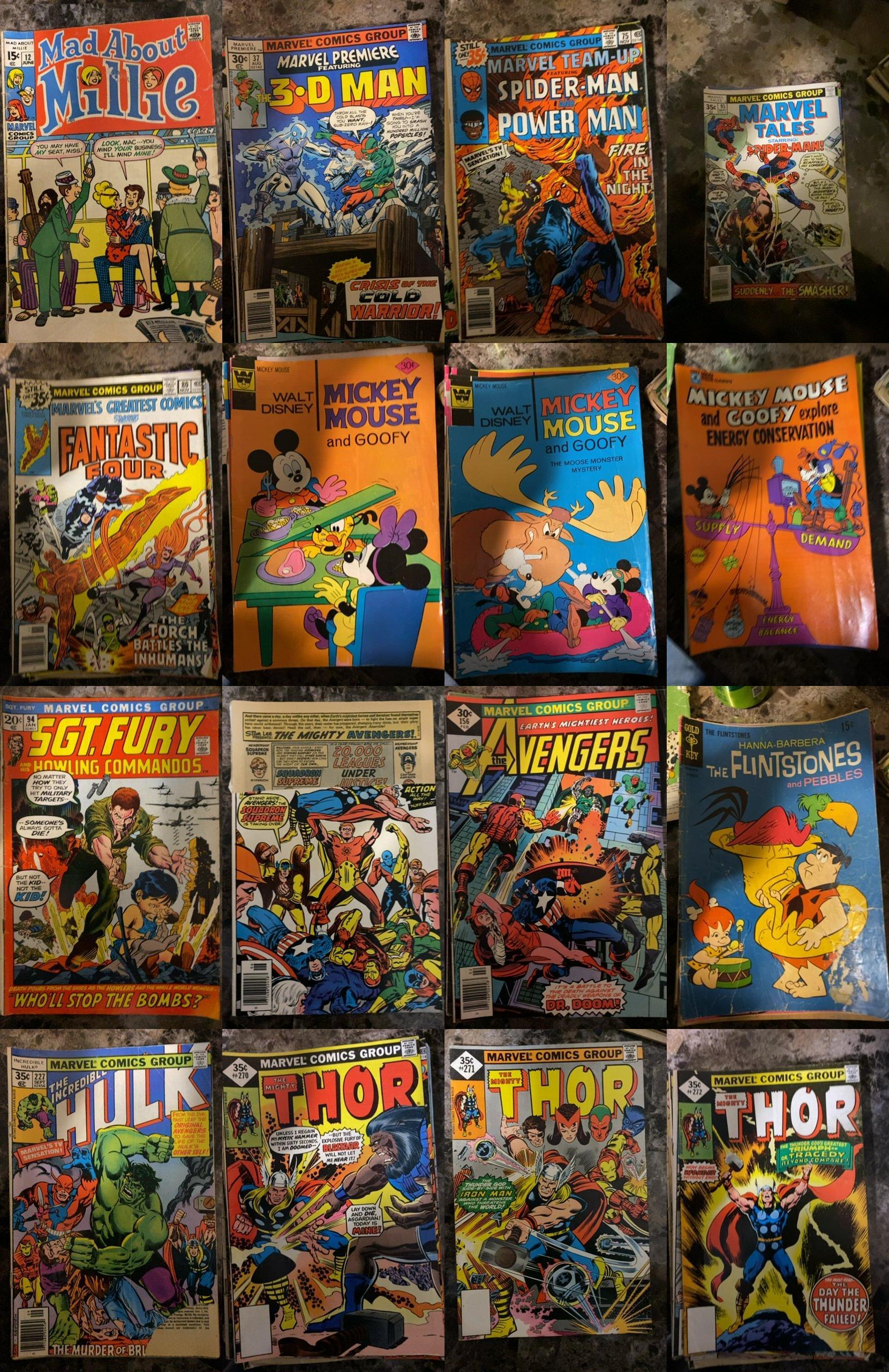 Lot of 16 Comics (See Description) Mickey Mouse, Thor, Spider Man ...