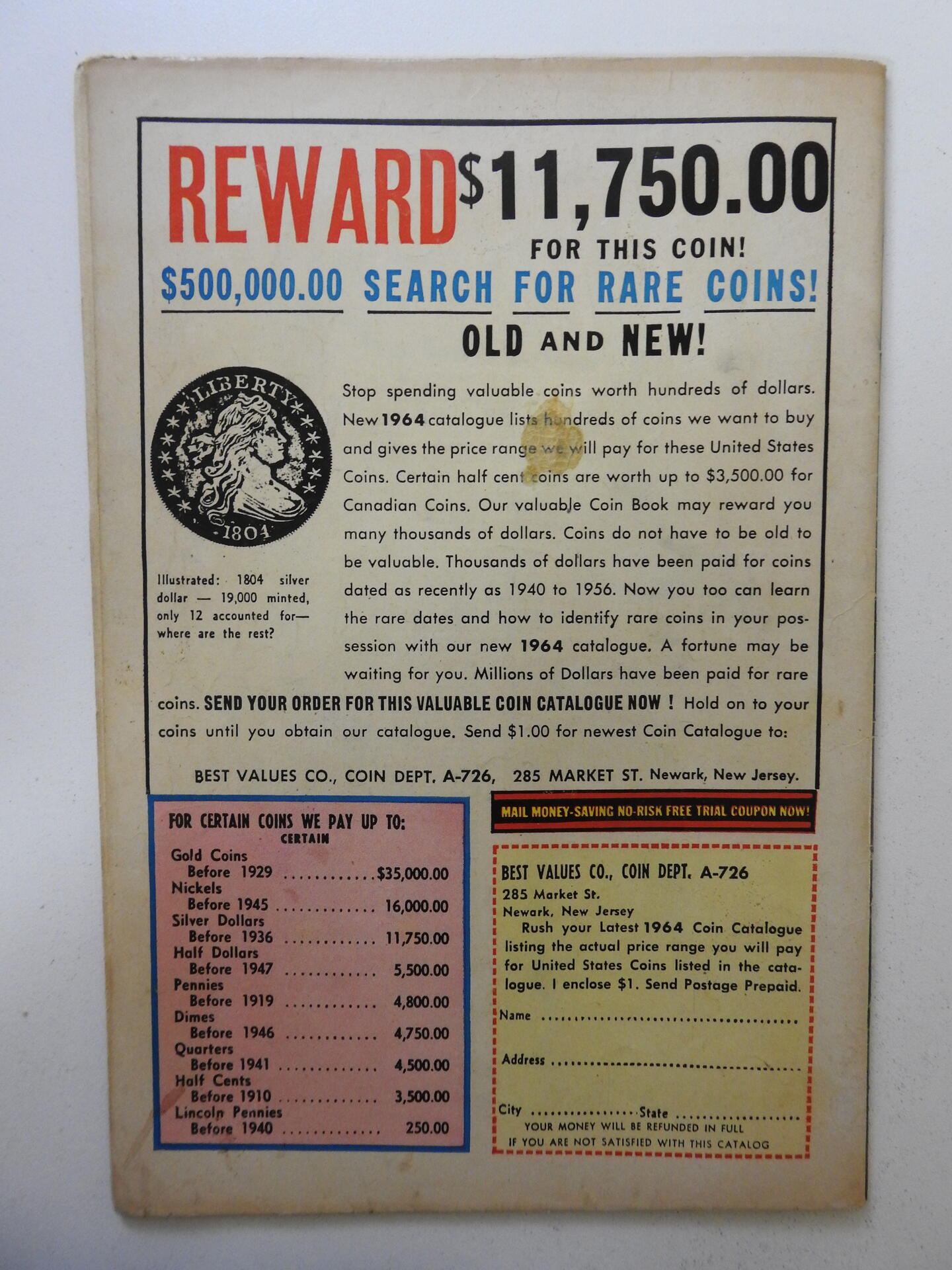 Superman #167 (1964) GD Condition Centerfold detached, ink front cover ...