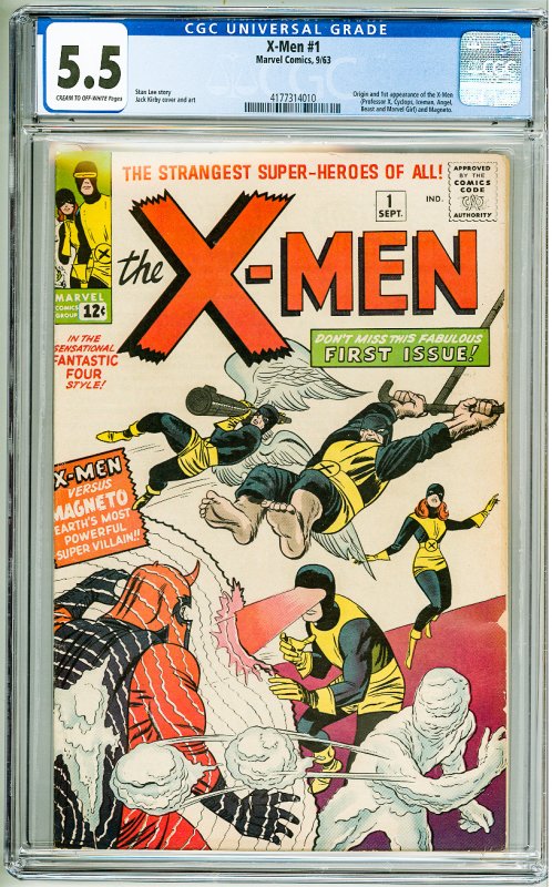 The X-Men #1 (1963) CGC 5.5! Cream to OW Pages! 1st Appearance of the X ...