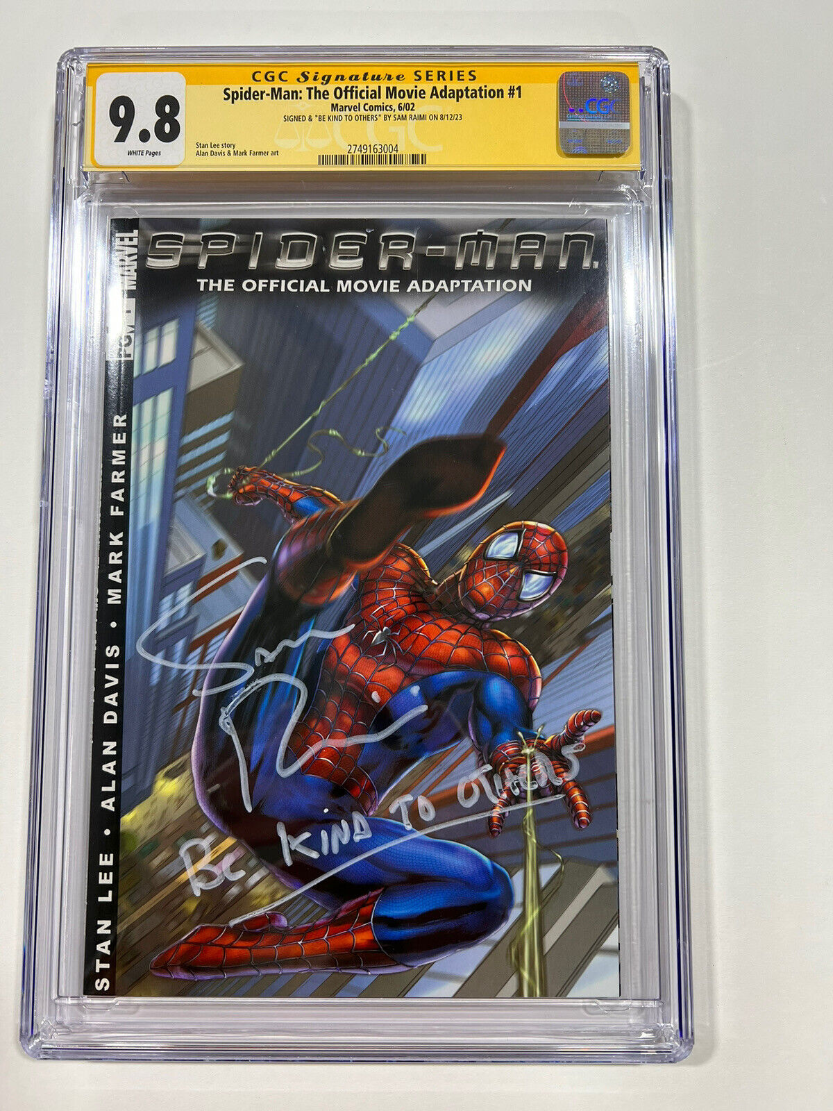 Spider-man Official Movie Adaptation 1 Cgc 9.8 SS Signed Sam Raimi With ...