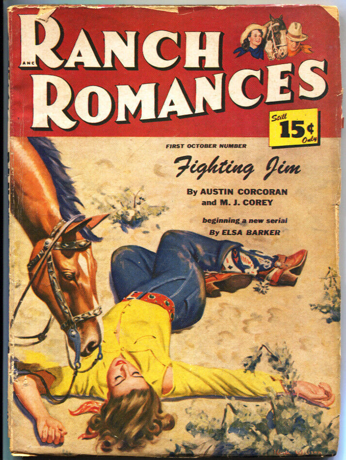 PULP: Ranch Romances 1st October 1949-Female in peril pulp cover art ...