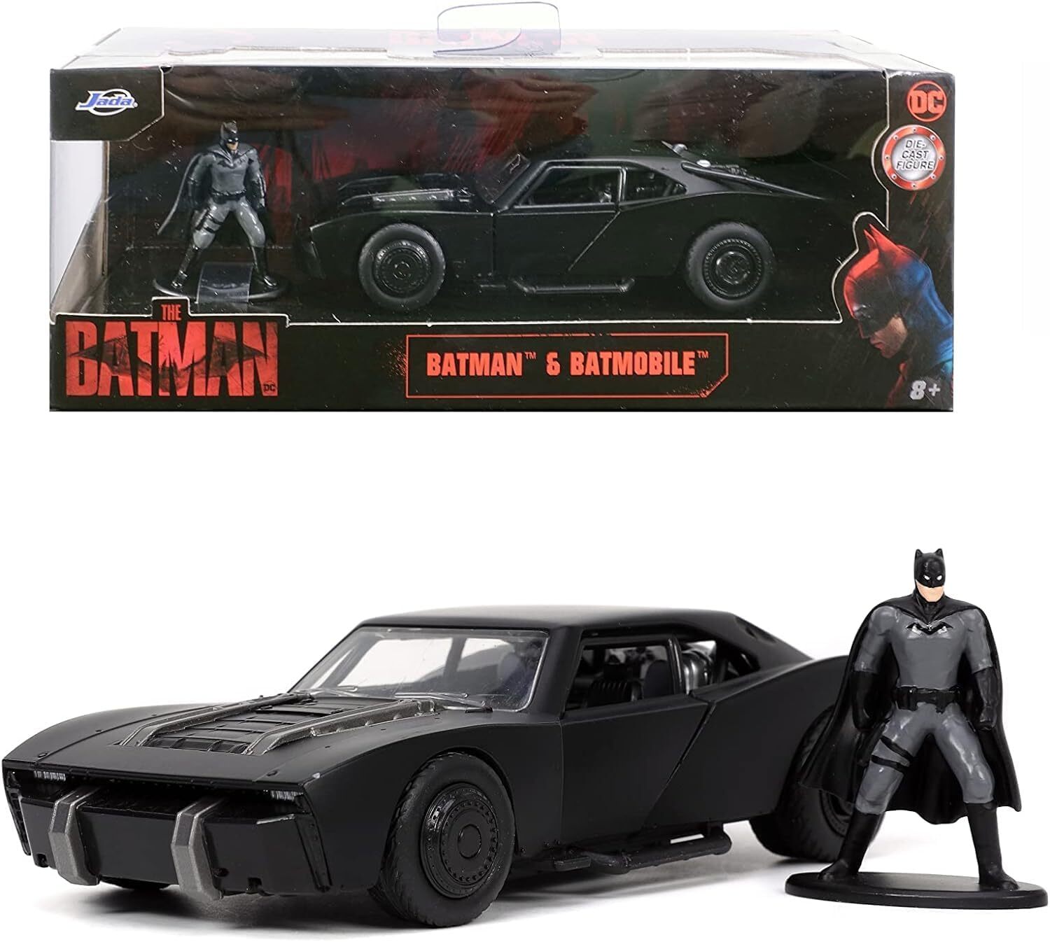 Batmobile Matt Black w/ Batman Diecast Figurine "The Batman" (2022) 1/ ...