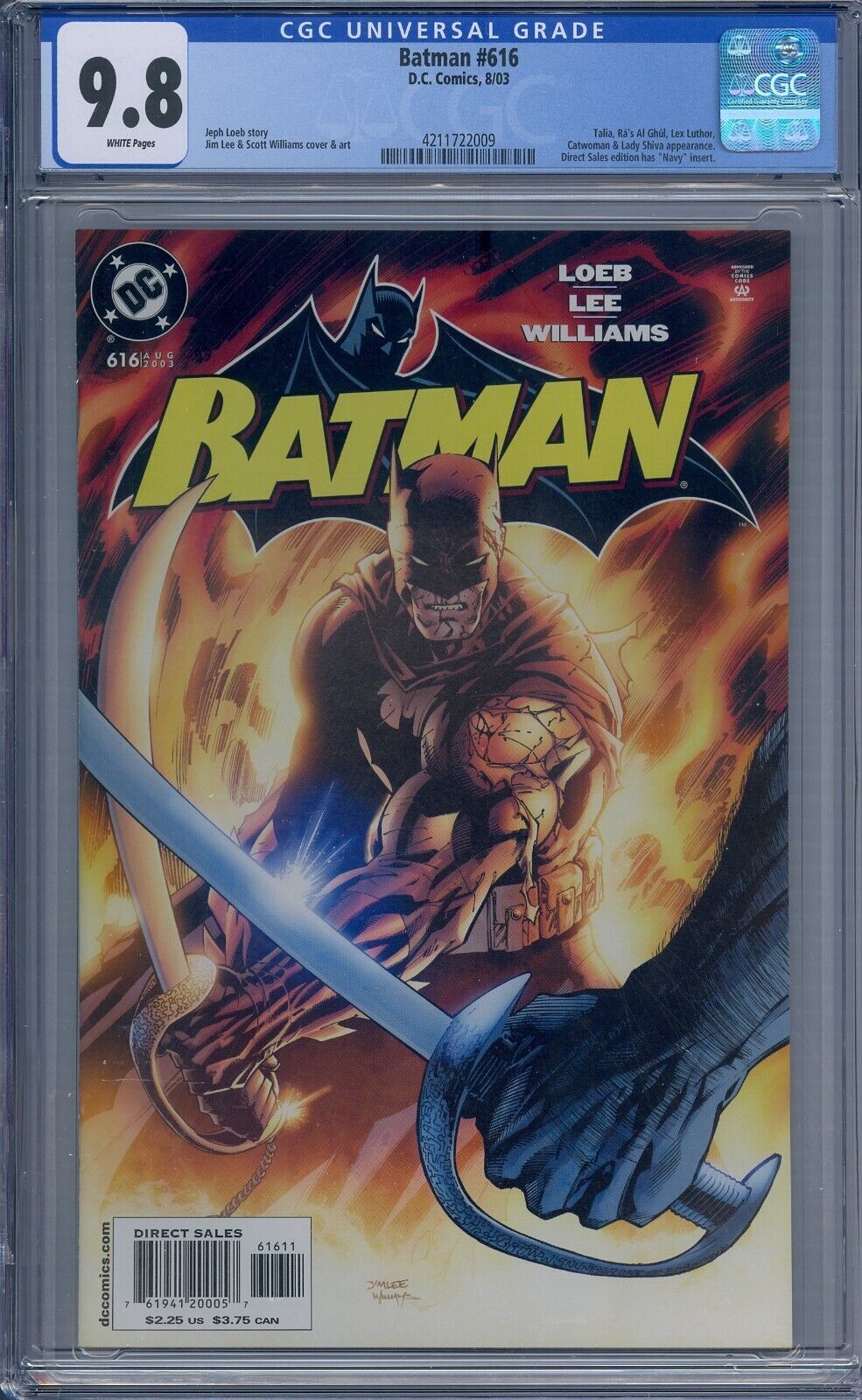 Batman #616 CGC 9.8 Hush Talia Ra's AL Ghul Catwoman JIM LEE ...