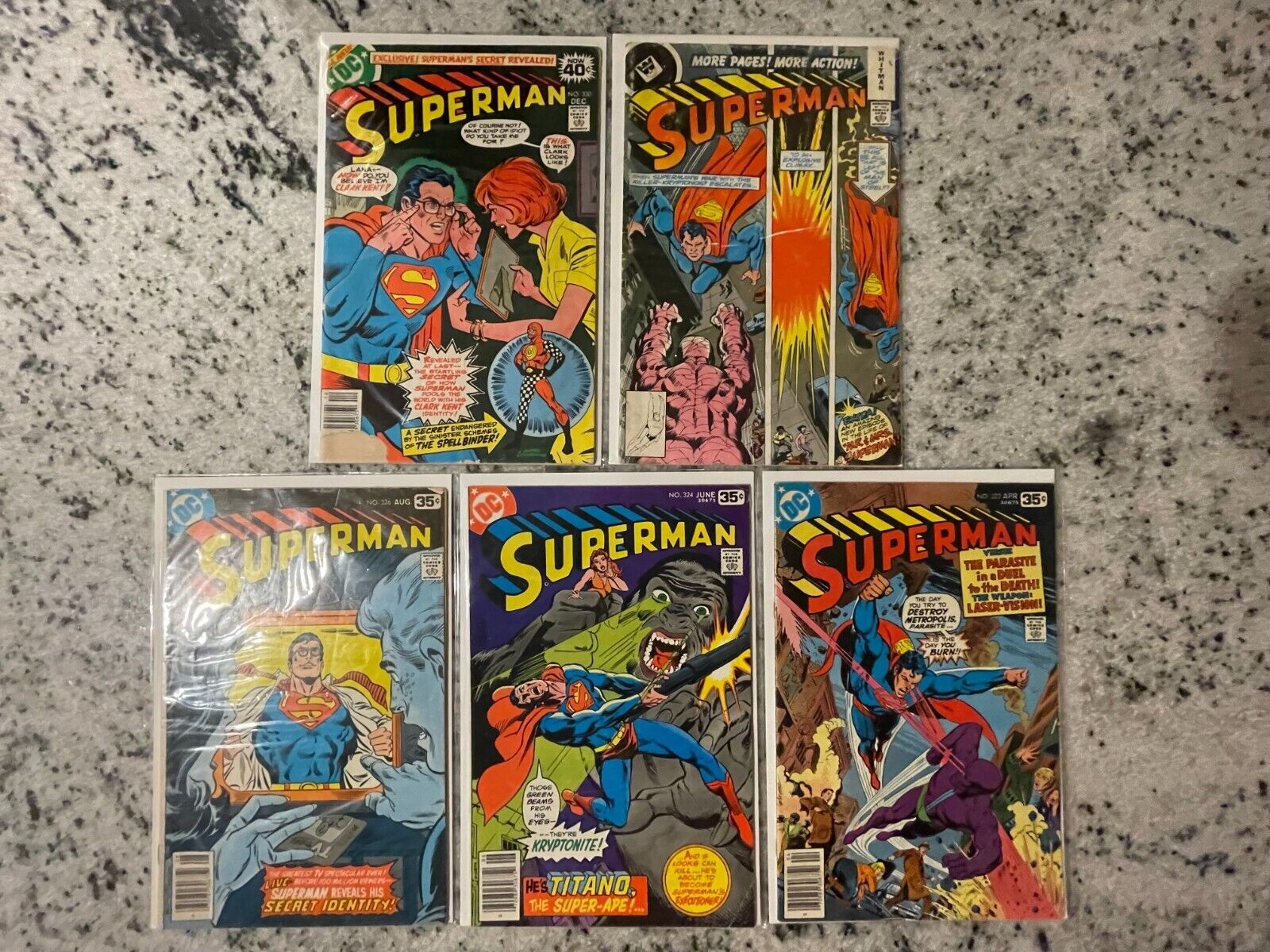 Lot Of 5 Superman DC Comic Books # 322 324 326 329 330 Batman Flash ...