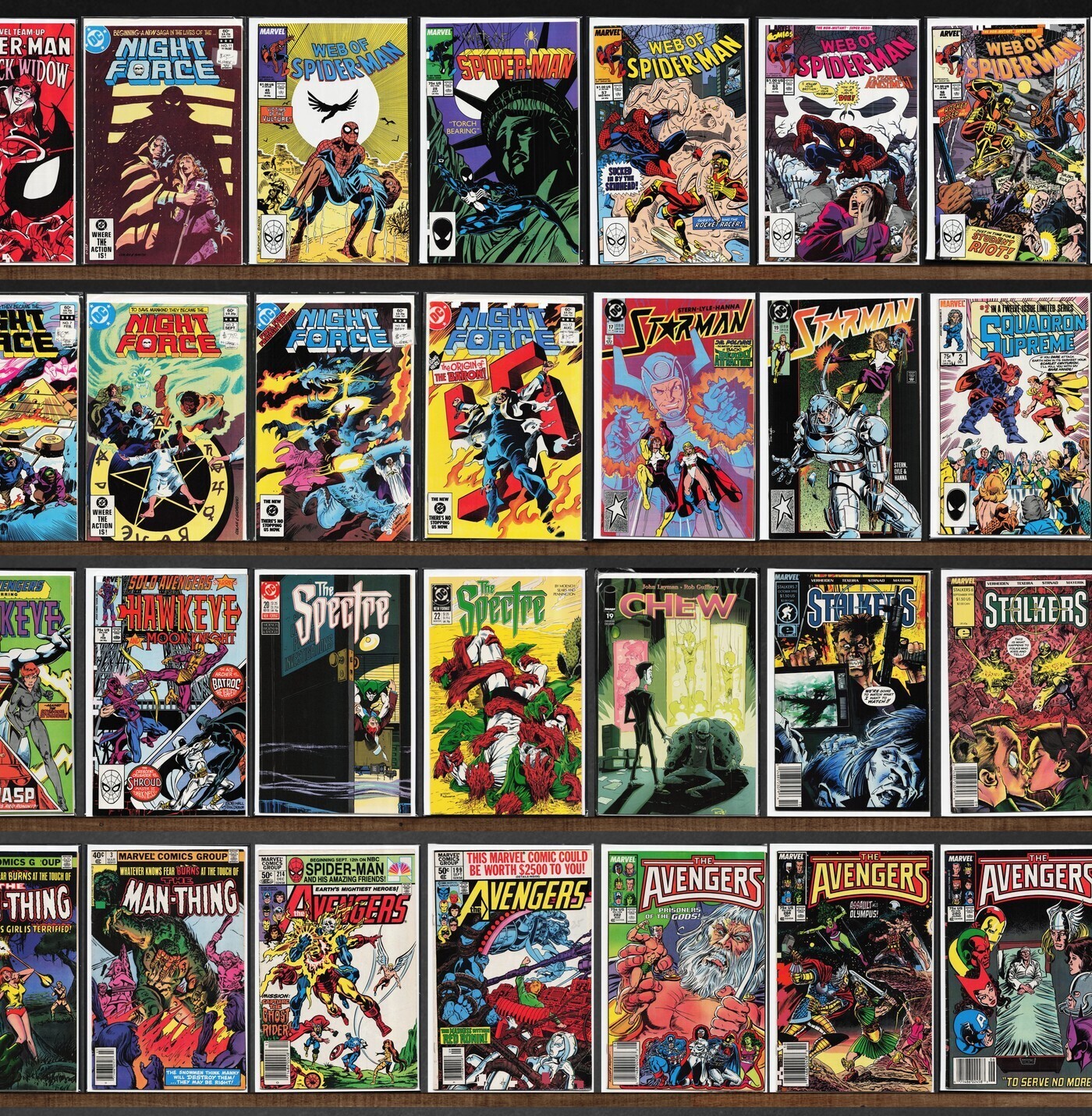 Huge Lot 140+ Comics with Web Of Spider-Man, The Avengers, Night Force ...