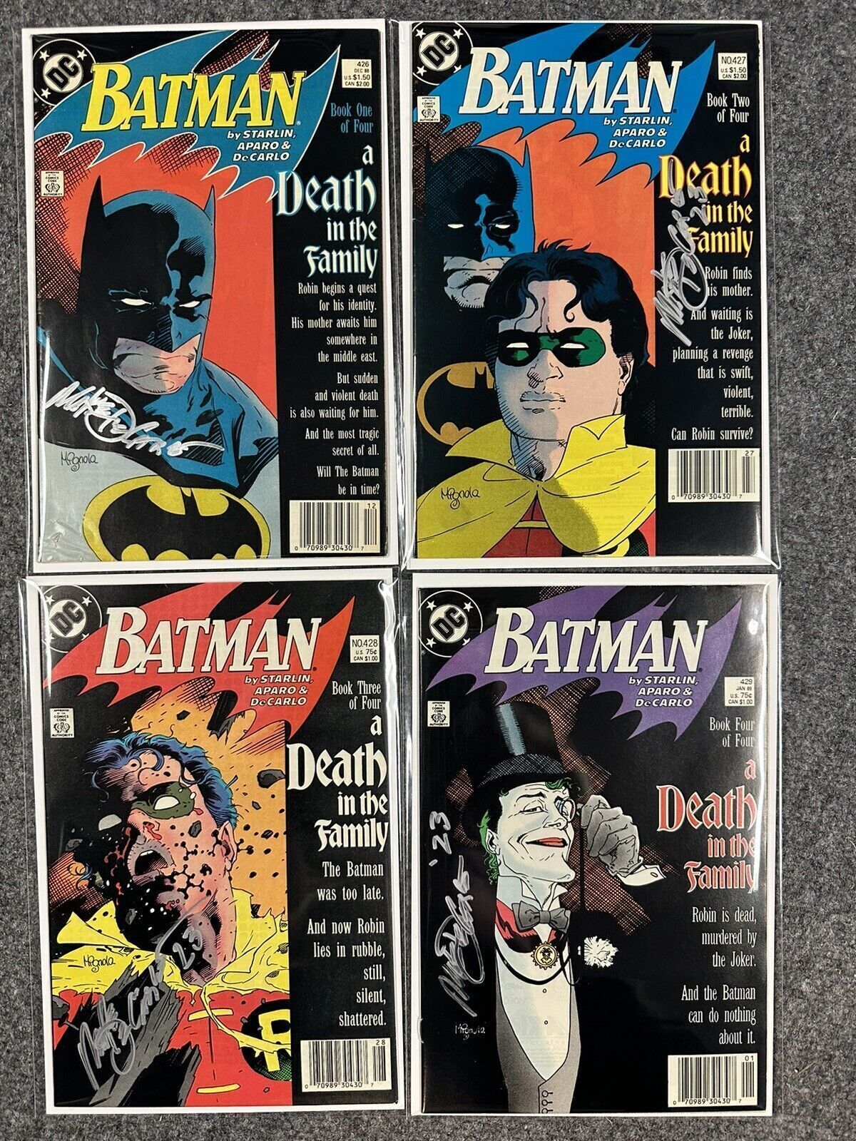 Batman #426-429 Signed Mike DeCarlo. A Death In The Family Full Set ...