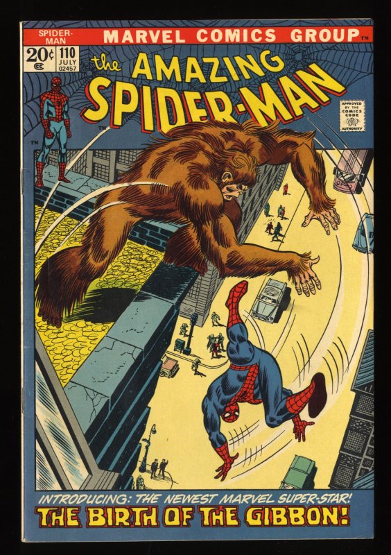 Amazing Spider-Man #110 VF- 7.5 1st Gibbon! Marvel Comics Spiderman ...