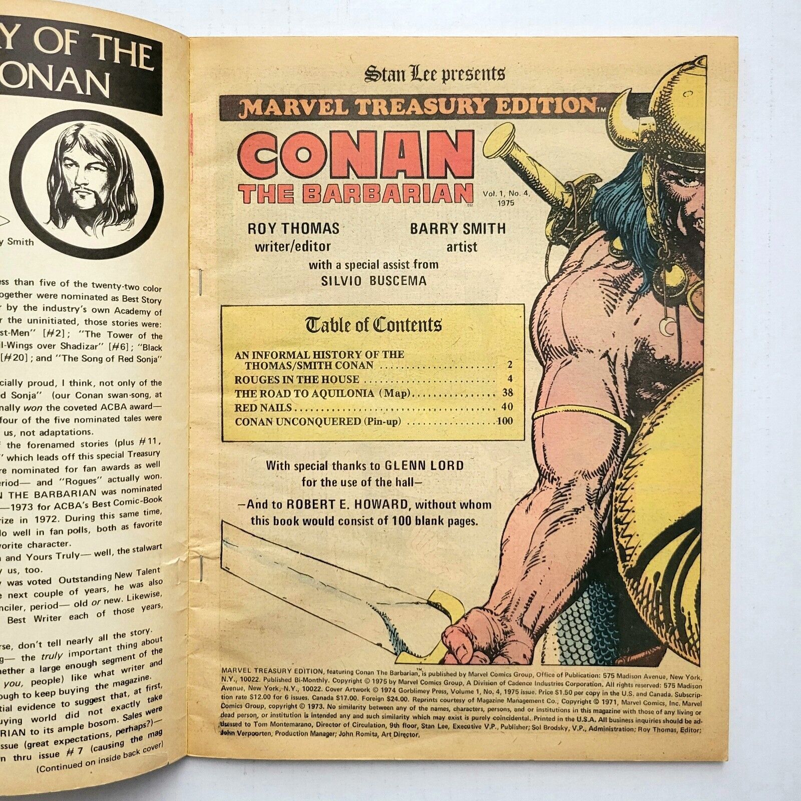 MARVEL TREASURY ED #4 (1975) Conan The Barbarian / Map of HYBORIA, Pin-up Poster | Comic Books ...