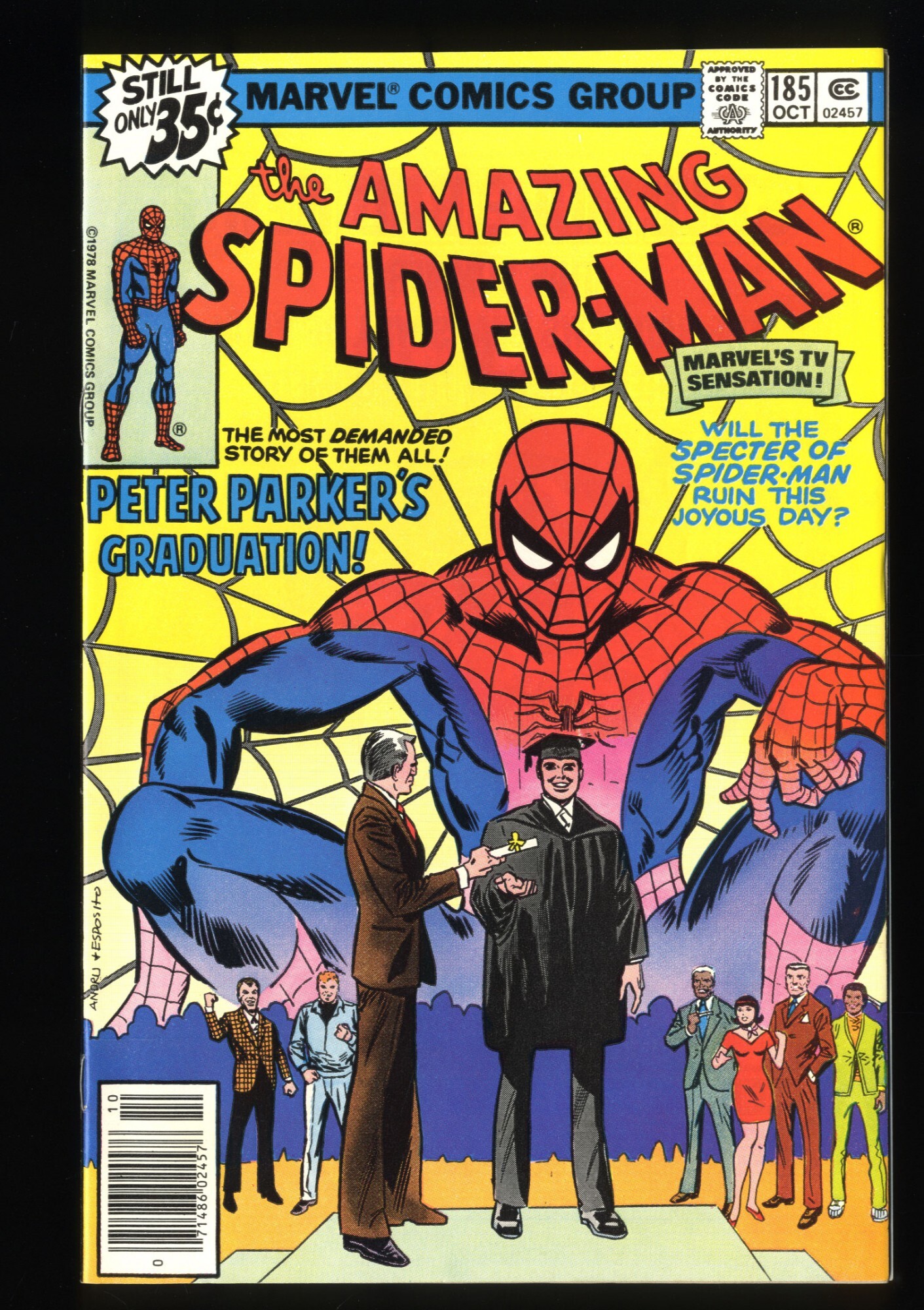 Amazing Spider-Man #185 NM- 9.2 White Pages White Dragon! Graduation ...