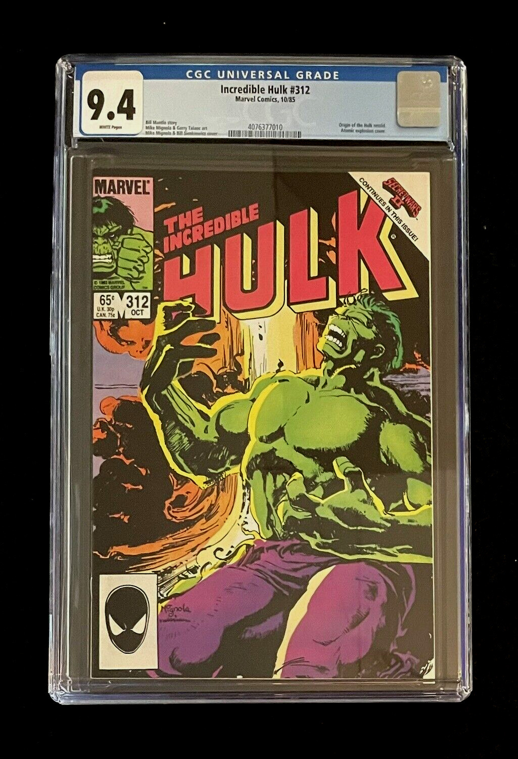 Incredible Hulk #312 CGC 9.4 (1985) Origin of Hulk Retold - Bill Mantlo ...